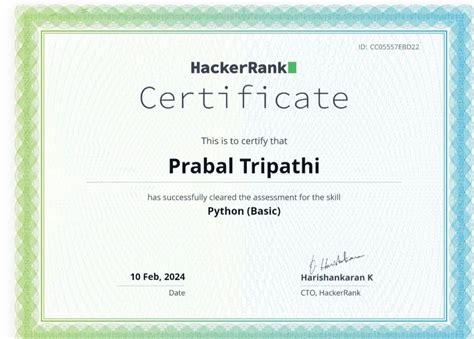 Prabal Tripathi On Linkedin Hackerrankcertified Hackerran