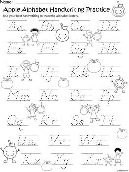 A Apple Alphabet Handwriting Practice By Regina Davis TPT