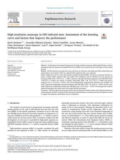Pdf High Resolution Anoscopy In Hiv Infected Men Assessment Of The Learning Curve And Factors