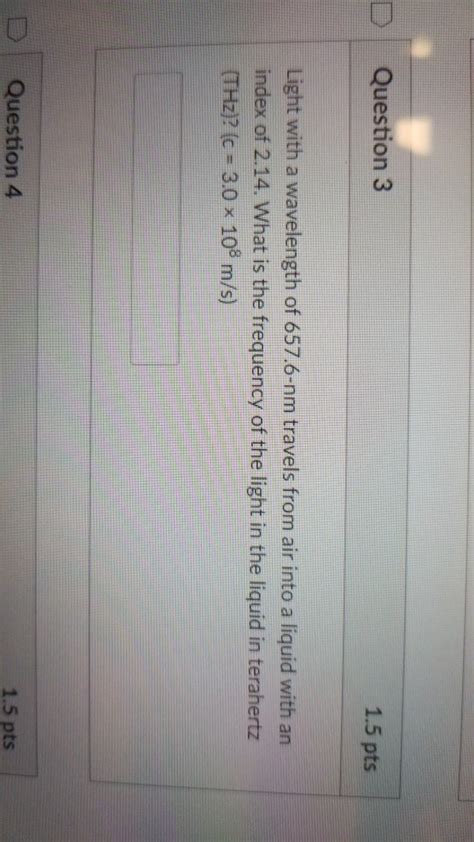 Solved Question 3 1 5 Pts Light With A Wavelength Of