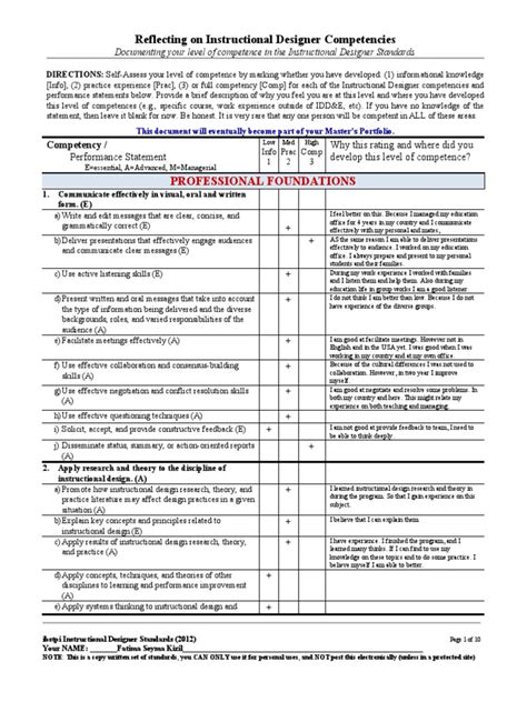 Checklist Idstandards Pdf Instructional Design Project Management