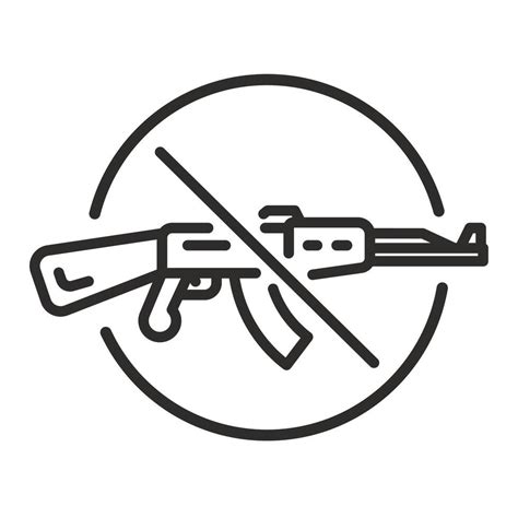 Do Not Military Zone No Guns Sign Demilitarization Icon Thin Line