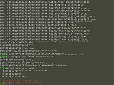 pihole und raspberry lassen sich nicht mehr updaten dateilisten datei des paketes