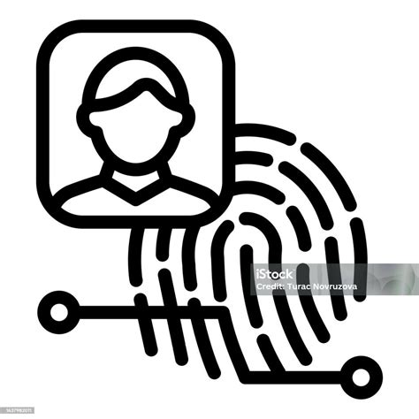 지문 식별 회선 아이콘입니다 생체 인식 사람 인식 법학 디자인 컨셉 흰색 사용에 대한 개요 스타일 픽토그램 및 앱 Eps 10 감지기에 대한 스톡 벡터 아트 및 기타 이미지