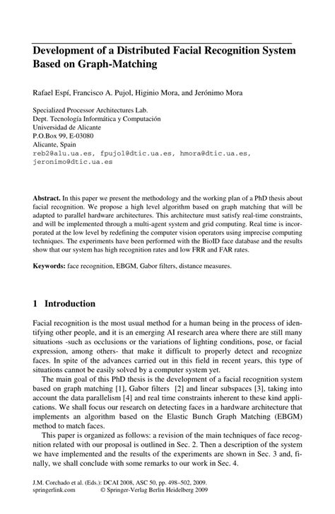 Pdf Development Of A Distributed Facial Recognition System Based On Graph Matching