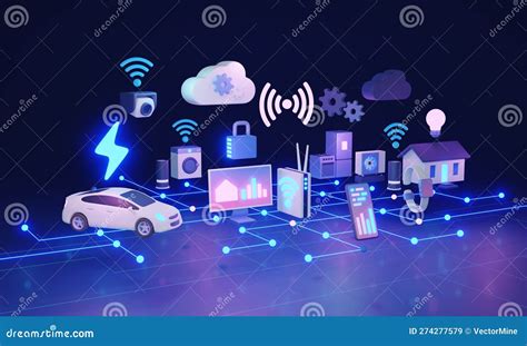 IOT Or Internet Of Things As Smart Device With Signal D Illustration Concept Stock Illustration
