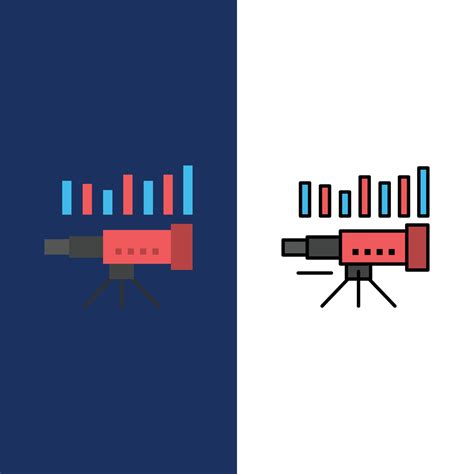 Telescope Business Forecast Forecasting Market Trend Vision Icons Flat And Line Filled Icon Set