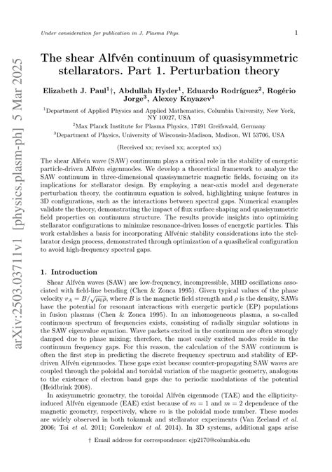 pdf the shear alfv en continuum of quasisymmetric stellarators part