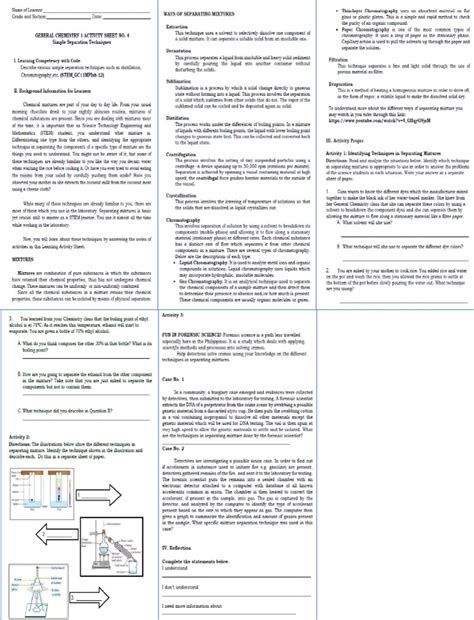 Separation Technique Activity Pdf