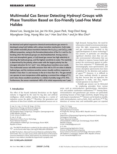 Pdf Multimodal Gas Sensor Detecting Hydroxyl Groups With Phase Transition Based On Eco