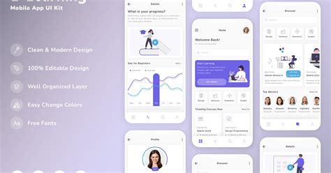 E Learning Mobile App Ui Kit Ux And Ui Kits Ft Online And Education Envato