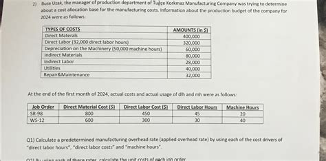 Solved Solve Exercise 2 MOH Cost Chegg Com