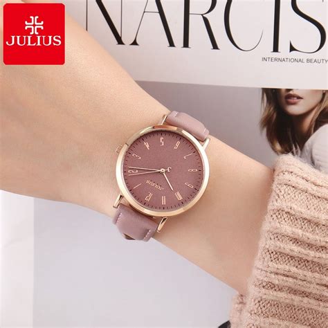 Julius聚利时手表女简约气质大表盘皮带款中学生休闲防水石英腕表 虎窝淘
