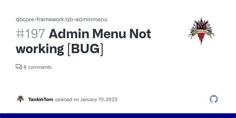 Admin Menu Not Working Bug · Issue 197 · Qbcore Frameworkqb Adminmenu · Github