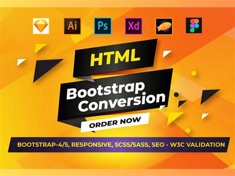 convert figma xd psd to html responsive bootstrap 5 upwork