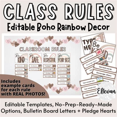 Editable Class Rules Posters And Behavior Expectation Visuals Classroom