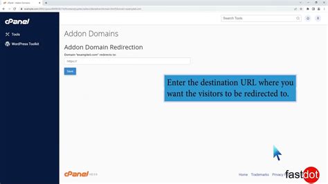 how to redirect an addon domain in cpanel