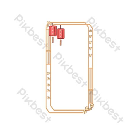 중국 스타일 랜턴 작은 꽃 테두리 요소 일러스트 Png Psd 무료 다운로드 Pikbest