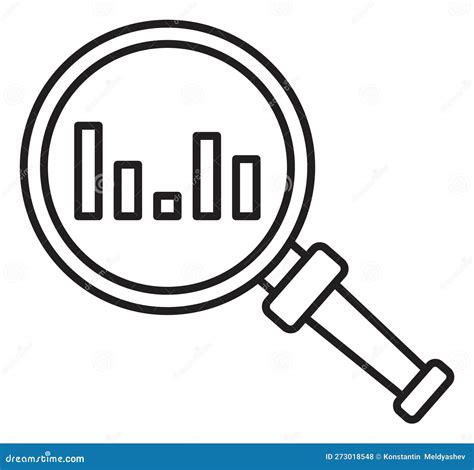 Project Management Magnifying Glass Graph Data Analytics Vector Icon Illustration Stock Vector