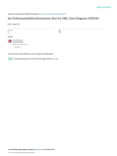 An Understandability Estimation Tool For Uml Class Diagram Uetcd