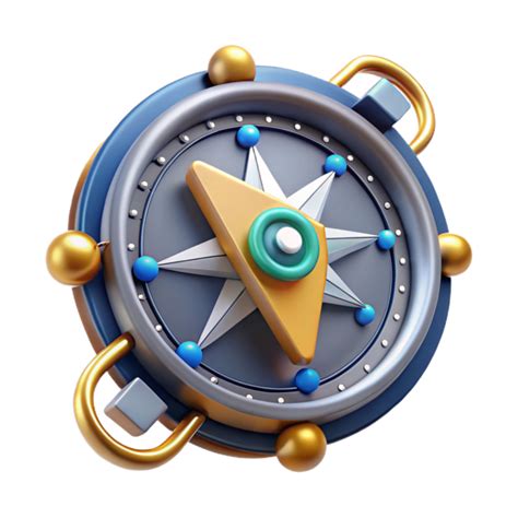 Vibrant Vintage 3d Compass Icon Navigation Direction Exploration Guidance Travel Adventure