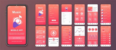 Premium Vector Music Mobile App Interface Screens Template Set Online Account Playlist Song