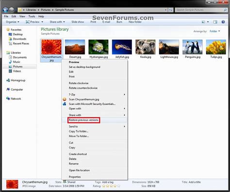 Previous Versions Restore Files And Folders Tutorials