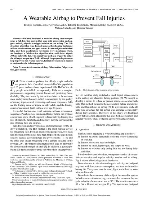 PDF A Wearable Airbag To Prevent Fall Injuries