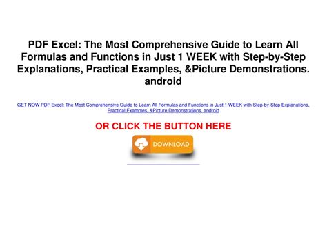 Ppt Pdf Excel The Most Comprehensive Guide To Learn All Formulas And Functions In J
