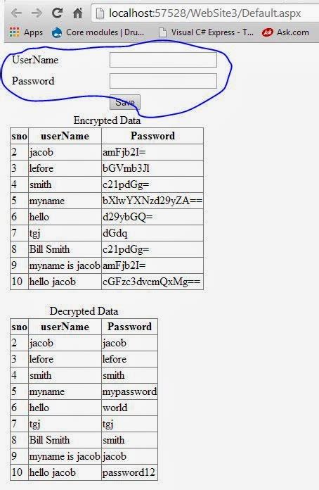 Save Password Using Encoding Decoding And Hashing Techniques In Aspnet