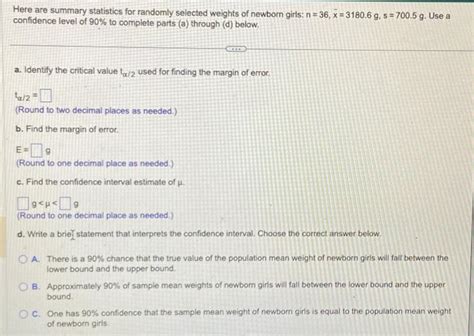 solved here are summary statistics for randomly selected