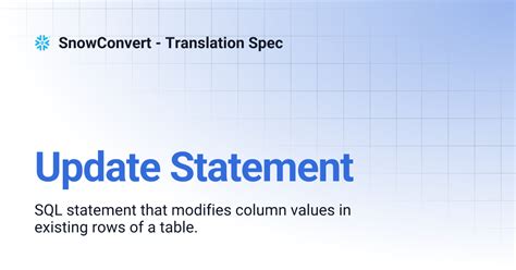 Update Statement Snowconvert Translation Spec