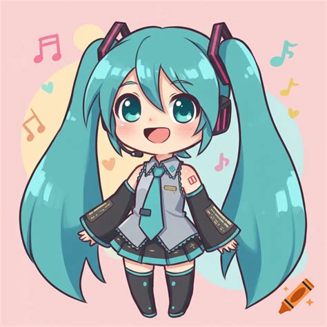 Cute Chibi Drawing Of Hatsune Miku With Musical Notes On Craiyon Cute Chibi Drawing Of Hatsune Miku With Musical Notes On Craiyon