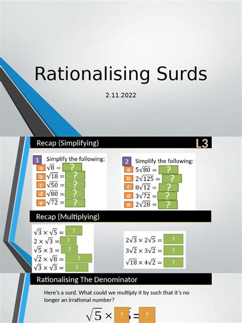 Rationalising Surds 2 11 2022 Pdf