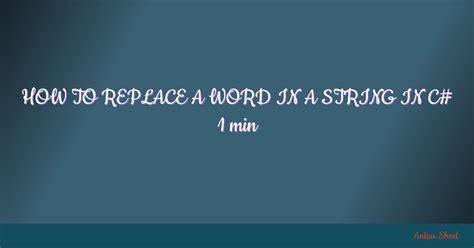 How To Replace A Word In A String In C