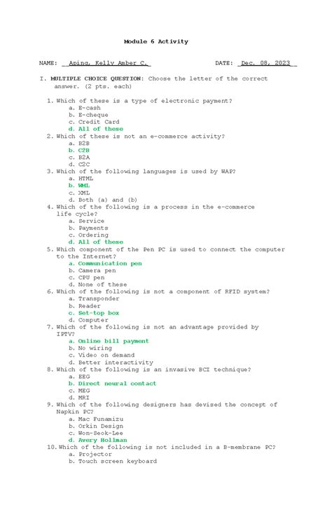 Module 6 Activity Practice Problems Module 6 Activity NAME Aping Kelly Amber C DATE Dec