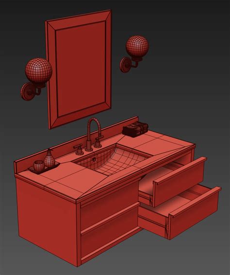 Bezier Single Extra Wide Floating Vanity D Model For Vray