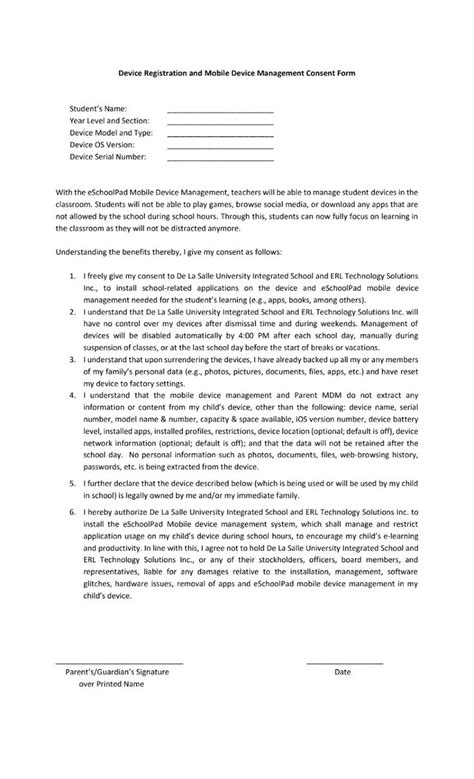 Device Registration And Mdm Consent Form Jhspdf Consent Forms