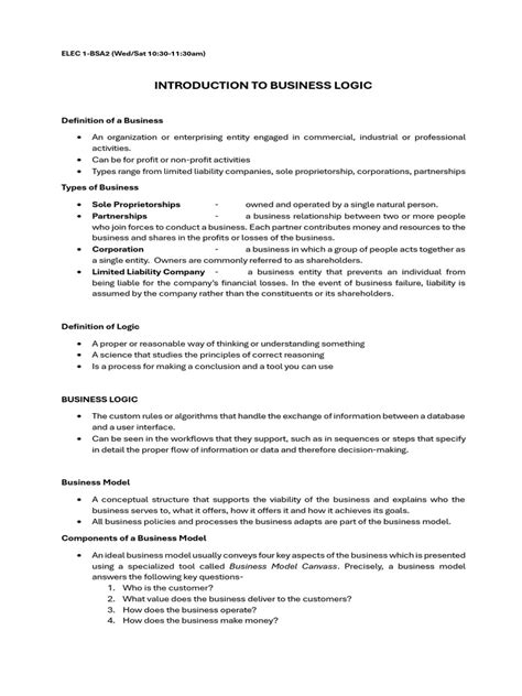 Introduction To Business Logic Pdf