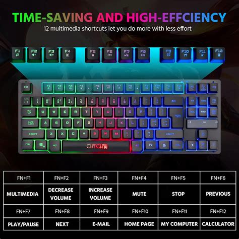 Chonchow Wireless Led Keyboard Rechargeable 87 Key Rgb Led Backlit Wi