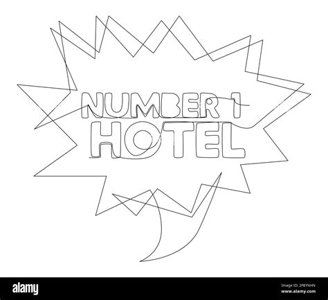 One Continuous Line Of Speech Bubble With Number One Hotel Text Thin Line Illustration Vector