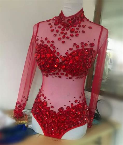 Buy Nice Queen Stage Wear Bodysuit Rhinestone Costume