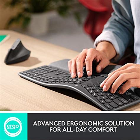 Logitech Ergo K Wireless Ergonomic Keyboard With Wrist Rest And Mx Vertical Wireless Mouse