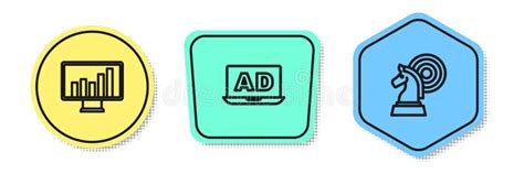 set line monitor with graph chart advertising and chess colored