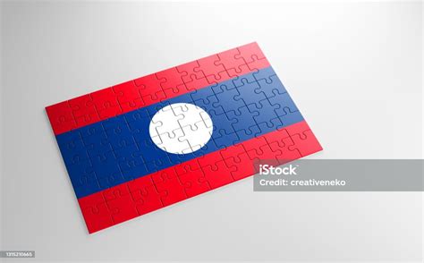 라오스의 국기가 인쇄된 직소 퍼즐 흰색 배경에 고립된 퍼즐 조각 성취와 완벽한 개념 국가 무결성의 상징 3d 일러스트레이션 개념에 대한 스톡 사진 및 기타 이미지 Istock