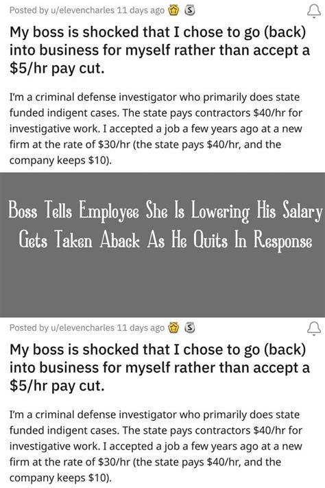 Boss Tells Employee She Is Lowering His Salary Gets Taken Aback As He Quits In Response Artofit