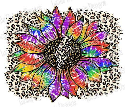 Tie Dye Sunflower Png Summer Sunflower Hippy Sunflower Rainbow