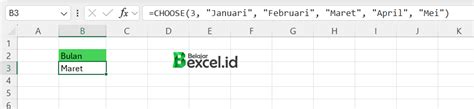 Belajar Fungsi Choose Untuk Memilih Banyak Pilihan Belajar Excel