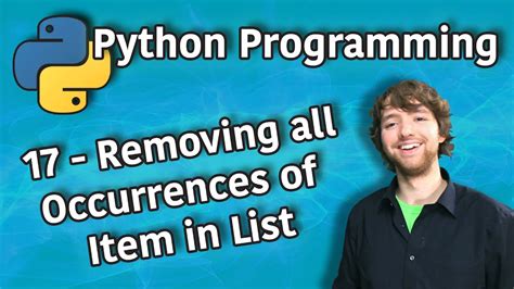 Python Programming 17 Removing All Occurrences Of Item In List Youtube