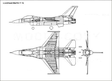 Lockheed Martin F 16 2d Drawing Blueprints 65159 Model Copy